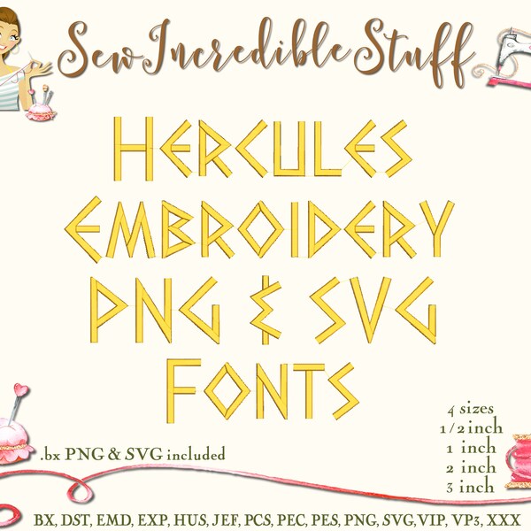 Hercules Font Embroidery - Etsy