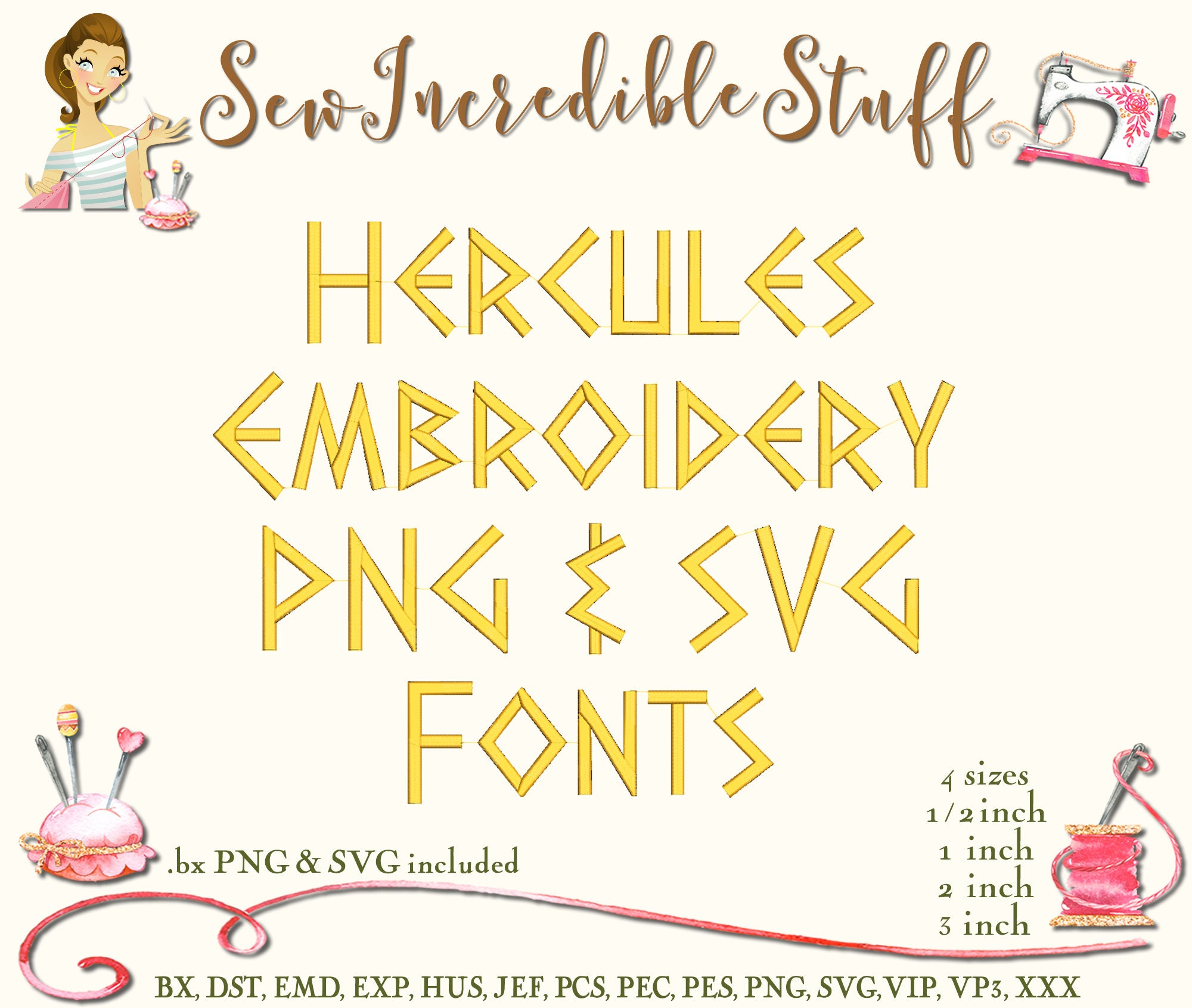 Hercules Machine Embroidery PNG and SVG Fonts 4 Sizes BX - Etsy Canada