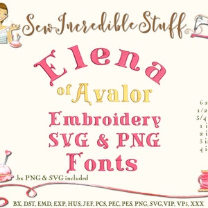 Elena of Avalor Machine Embroidery SVG and PNG Fonts 4 Sizes - Etsy