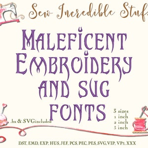Maleficent Machine Embroidery and SVG Fonts 3 Sizes BX Font SVG Font 11 ...