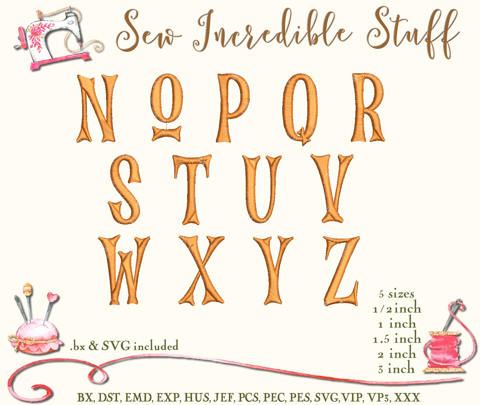 Haunted Night Machine Embroidery Font - SVG Font - BX Font - 5 ...