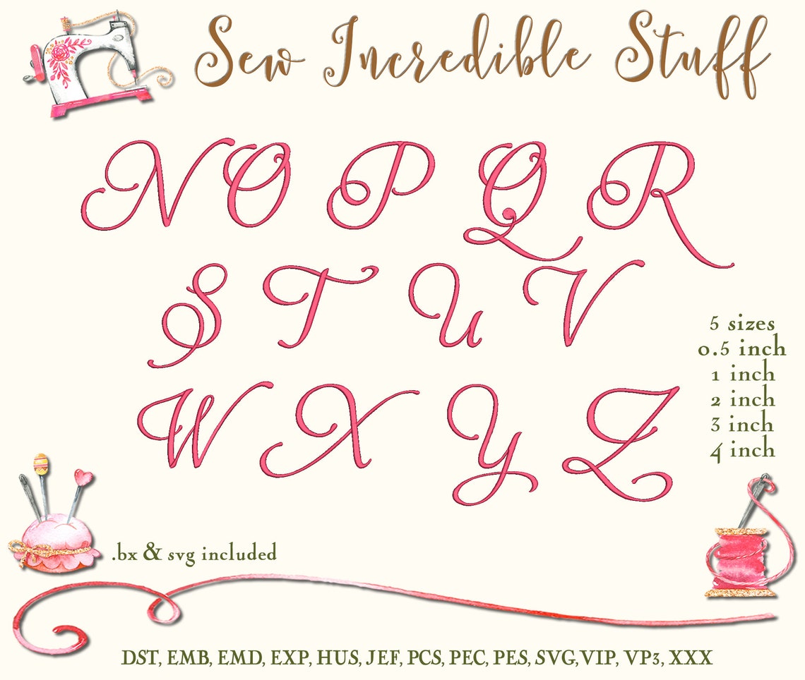 Beautiful Aphrodite Script Machine Embroidery and SVG Fonts - Etsy