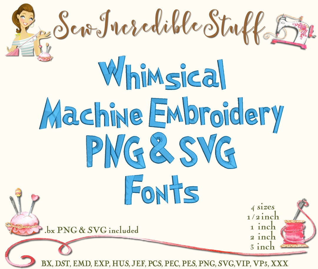 Whimsical Machine Embroidery PNG & SVG Font Like Dr. Seuss Font - 4 ...