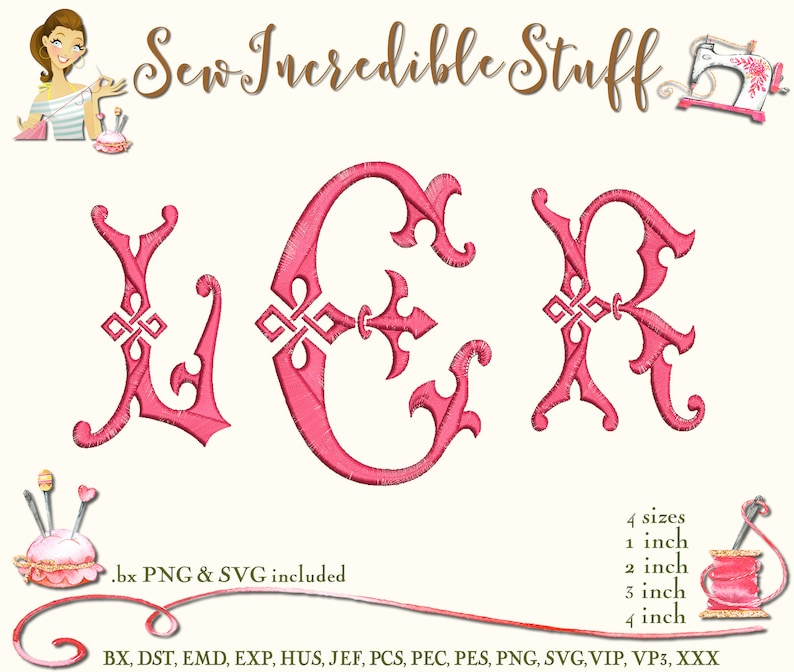 Imperator Monogram Machine Embroidery PNG and SVG Font BX - Etsy