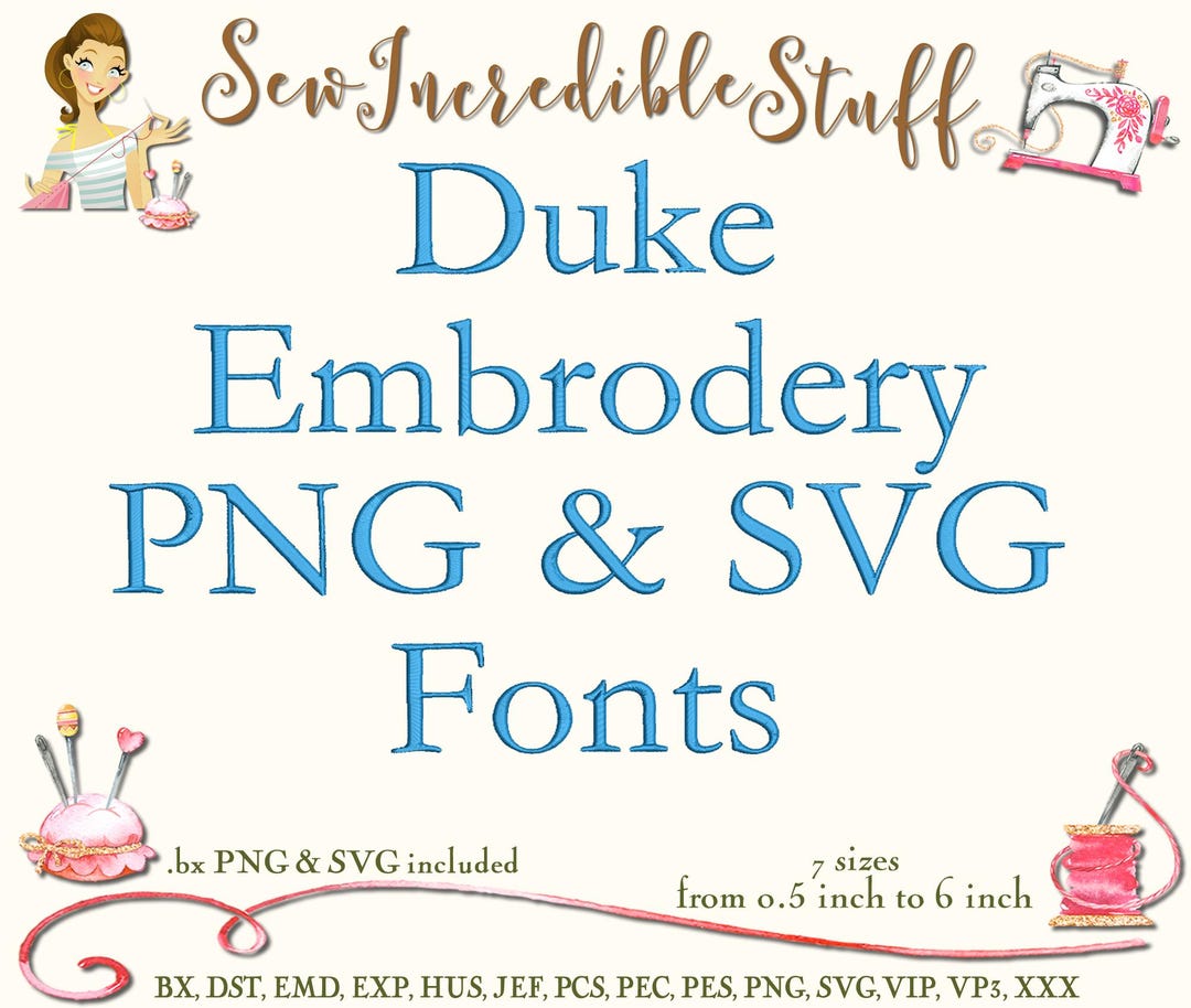 Duke Machine Embroidery PNG and SVG Fonts - BX Font - Etsy