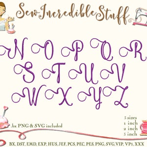 Lovely Upright Script Machine Embroidery SVG and PNG Fonts - 3 Sizes ...