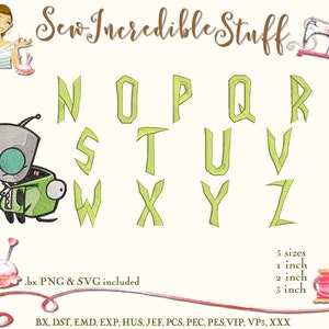 Invader Zim Machine Embroidery, PNG and SVG Font - BX Font - 2 Fonts ...