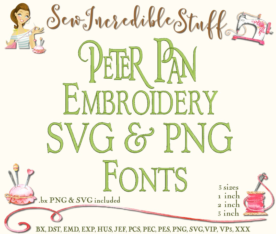 Buy Peter Pan Machine Embroidery PNG and SVG Font BX Font Pes Online in ...