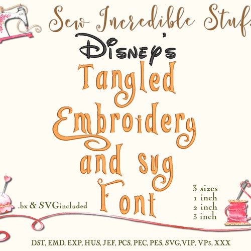 Tangled Machine Embroidery & SVG Fonts 3 Sizes BX Font - Etsy
