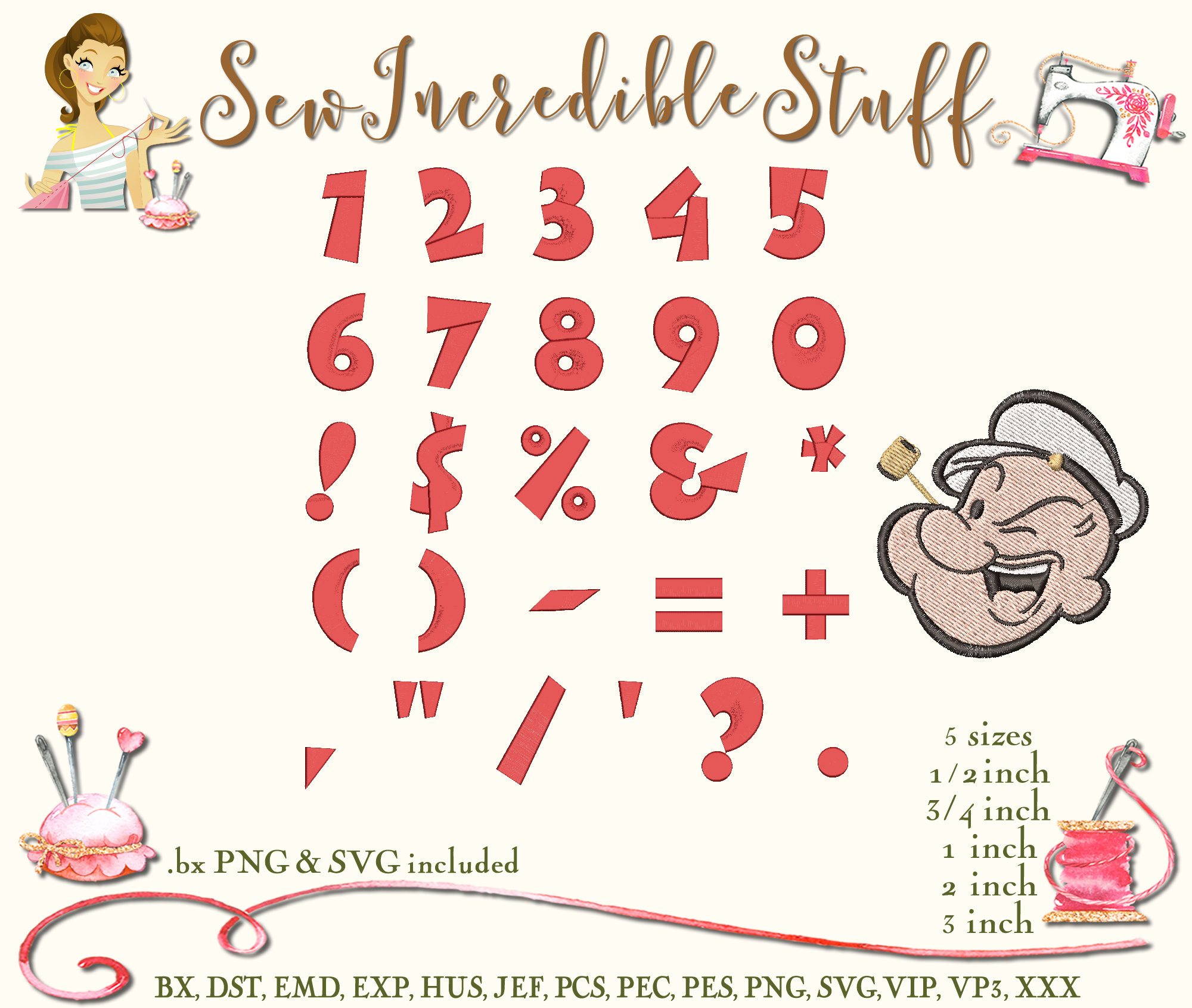 Popeye Machine Embroidery PNG & SVG Fonts BX Font 11 - Etsy Ireland