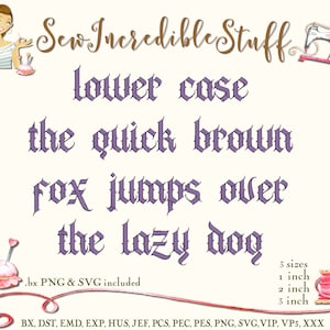 Gothic Olde English Machine Embroidery PNG and SVG Fonts, BX Font, 3 ...