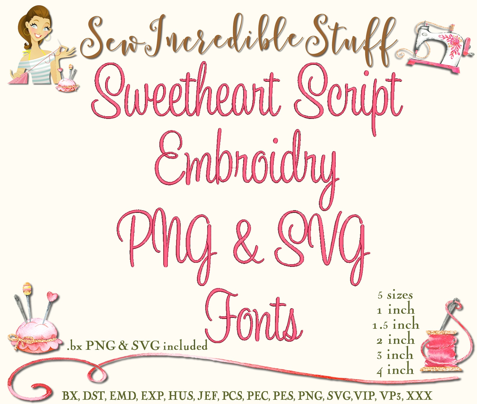 Sweetheart Script Machine Embroidery PNG and SVG Fonts 5 - Etsy