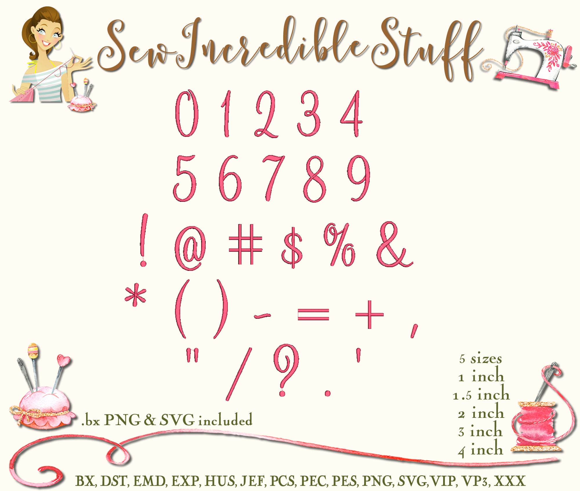 Sweetheart Script Machine Embroidery PNG and SVG Fonts - 5 Sizes - BX ...