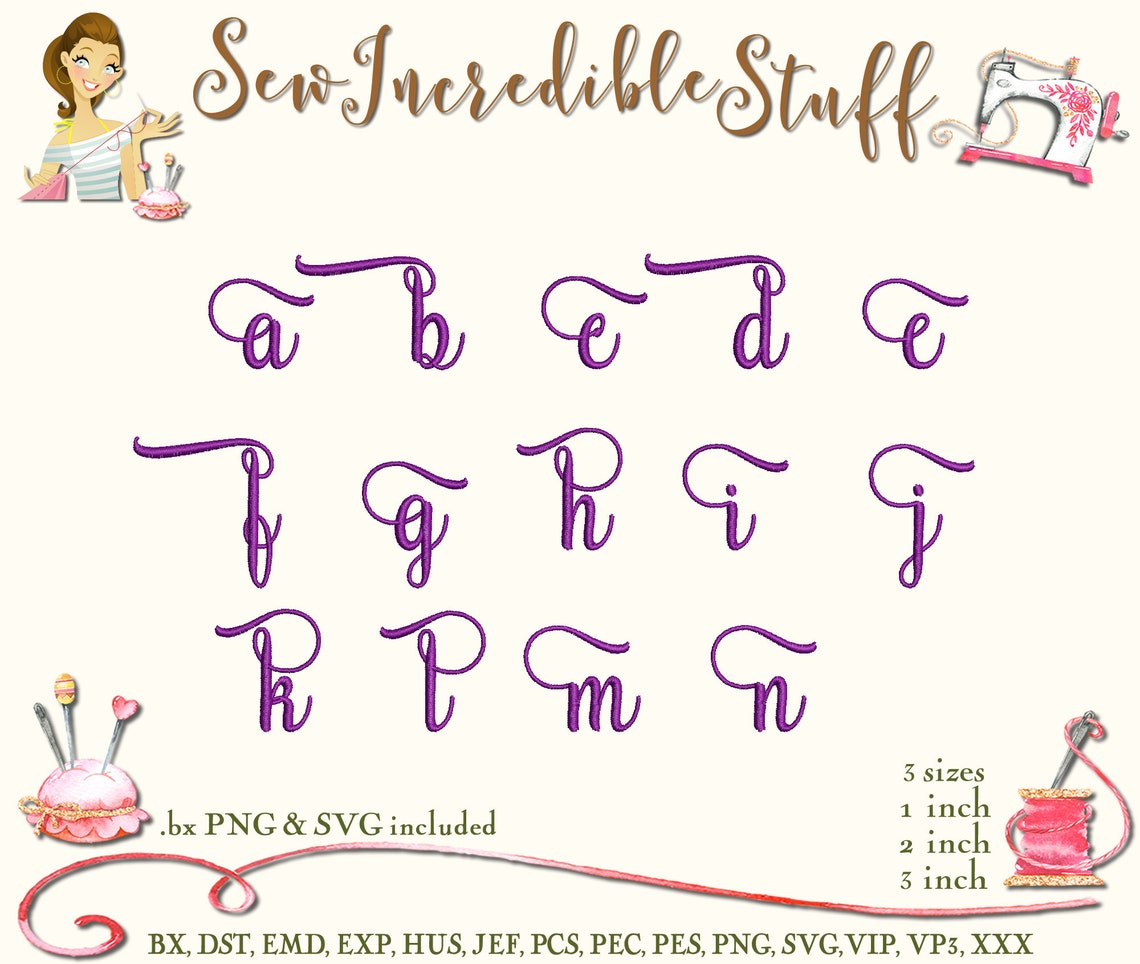 Lovely Upright Script Machine Embroidery SVG and PNG Fonts 3 - Etsy