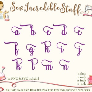 Lovely Upright Script Machine Embroidery SVG and PNG Fonts - 3 Sizes ...