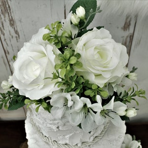 White Rose Cake Topper Elegant Wedding Cake Topper - Etsy