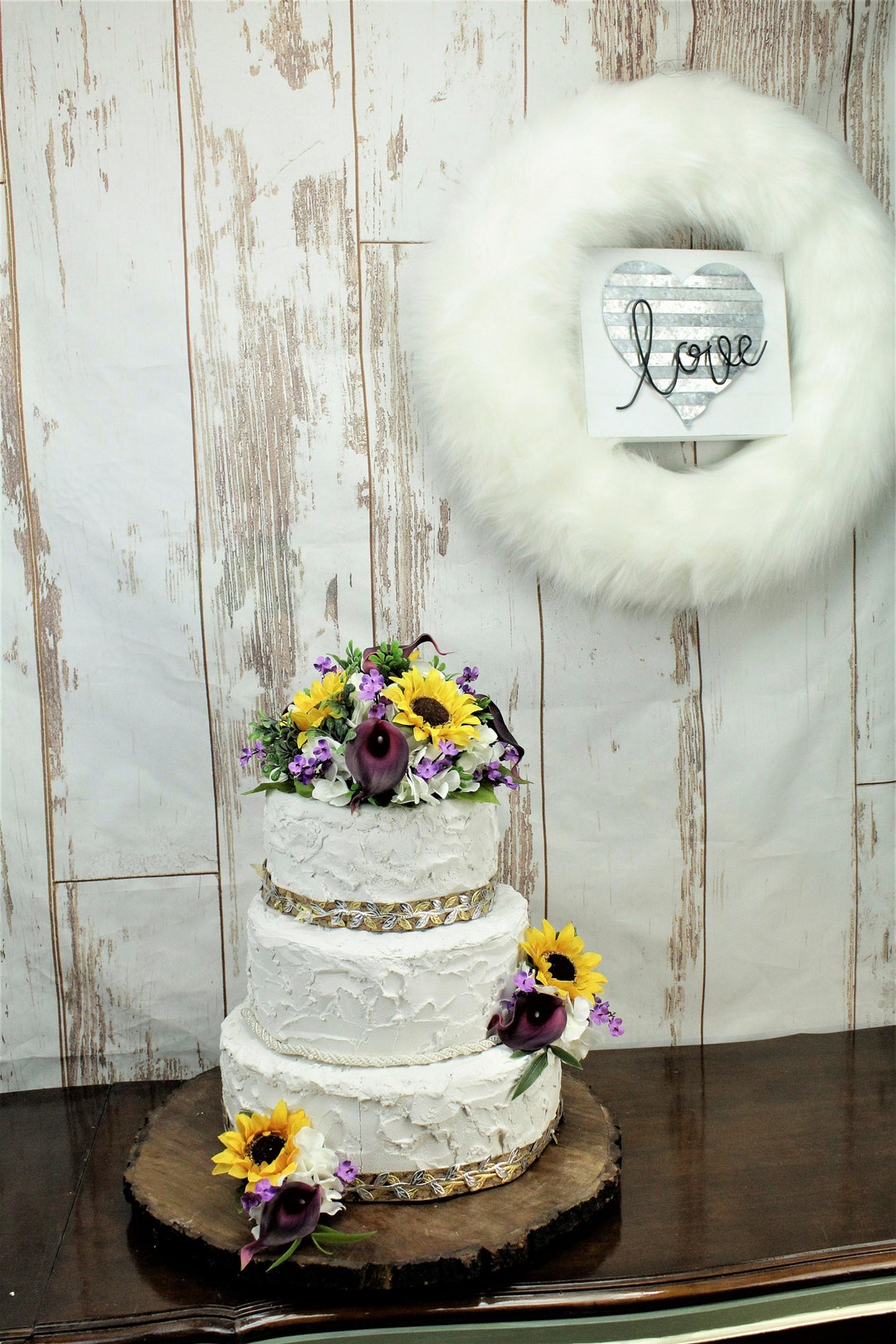 Sunflower - Plum Calla Lily Cake Topper, Floral Cake Topper, Artificial ...