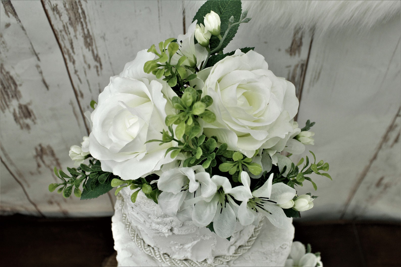 White Rose Cake Topper Elegant Wedding Cake Topper - Etsy