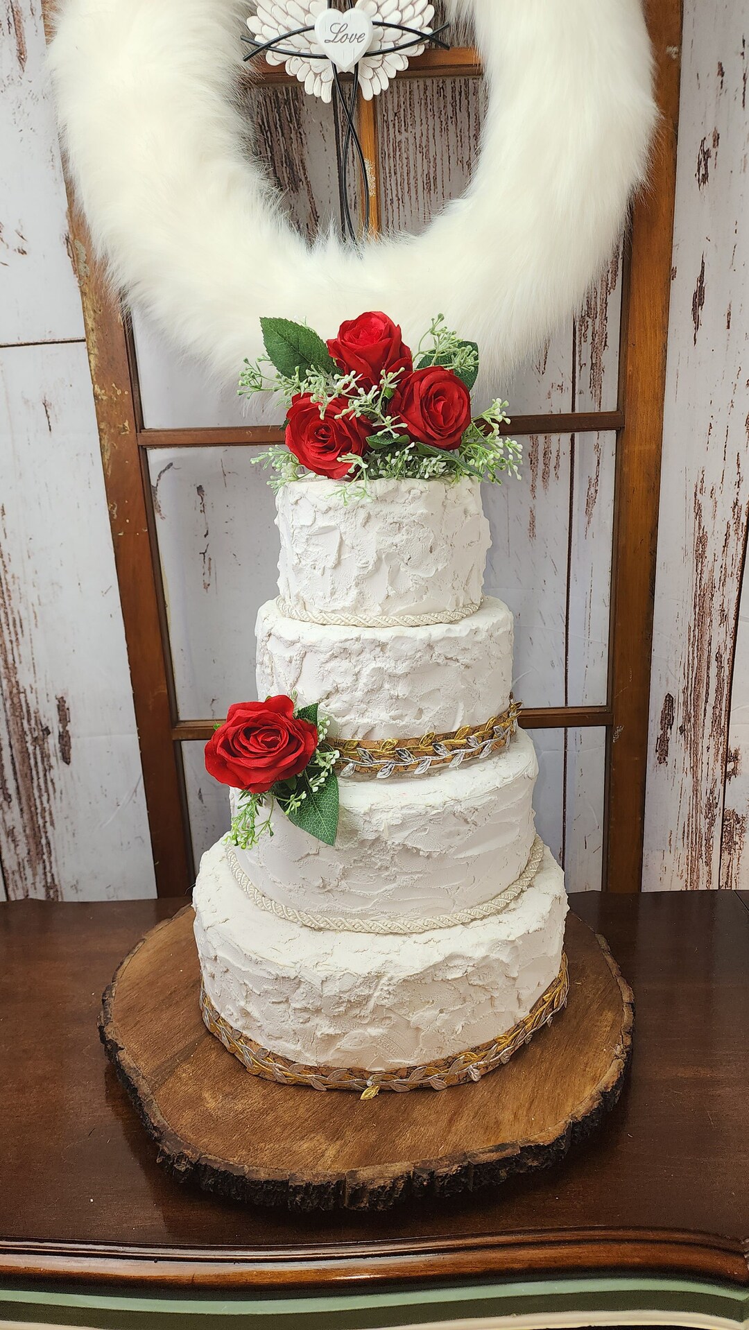 Wedding Red Rose Cake Topper Silk Flower Topper Birthday Cake Topper ...