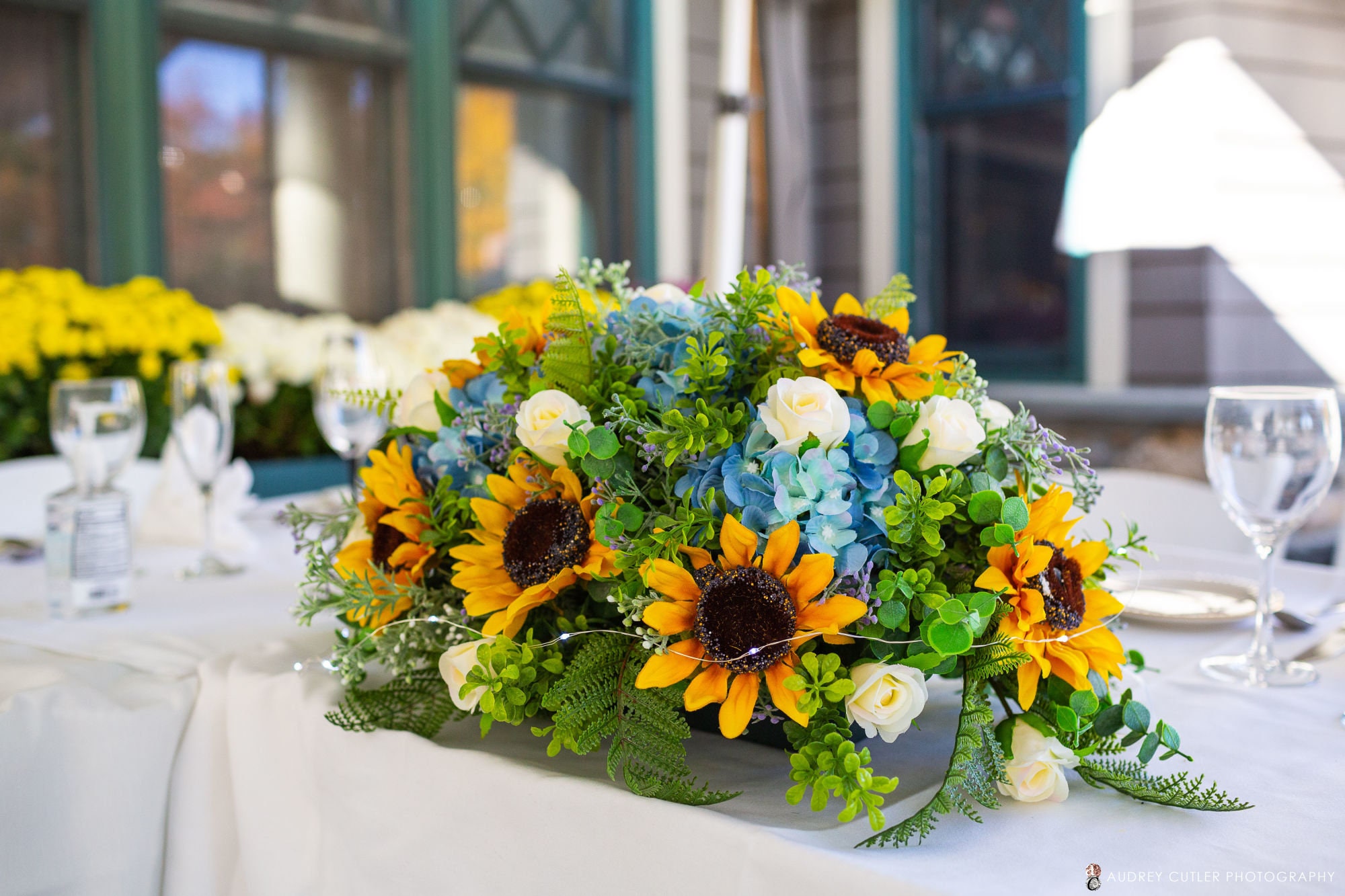 Blue And Yellow Wedding Centerpieces