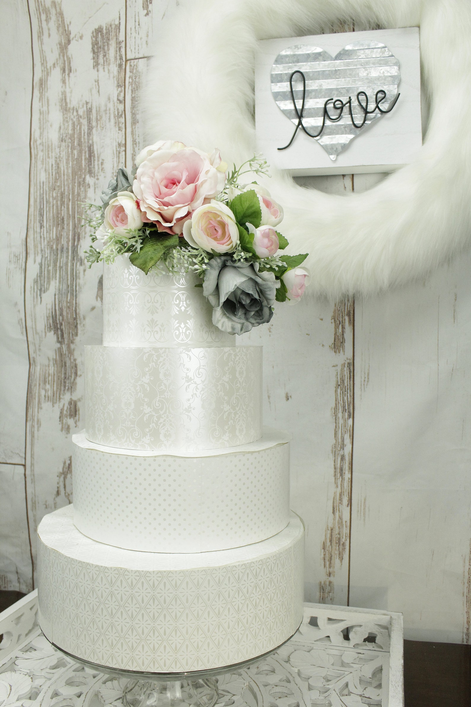 Light Pink/gray Rose Cake Topper Floral Cake Topper - Etsy