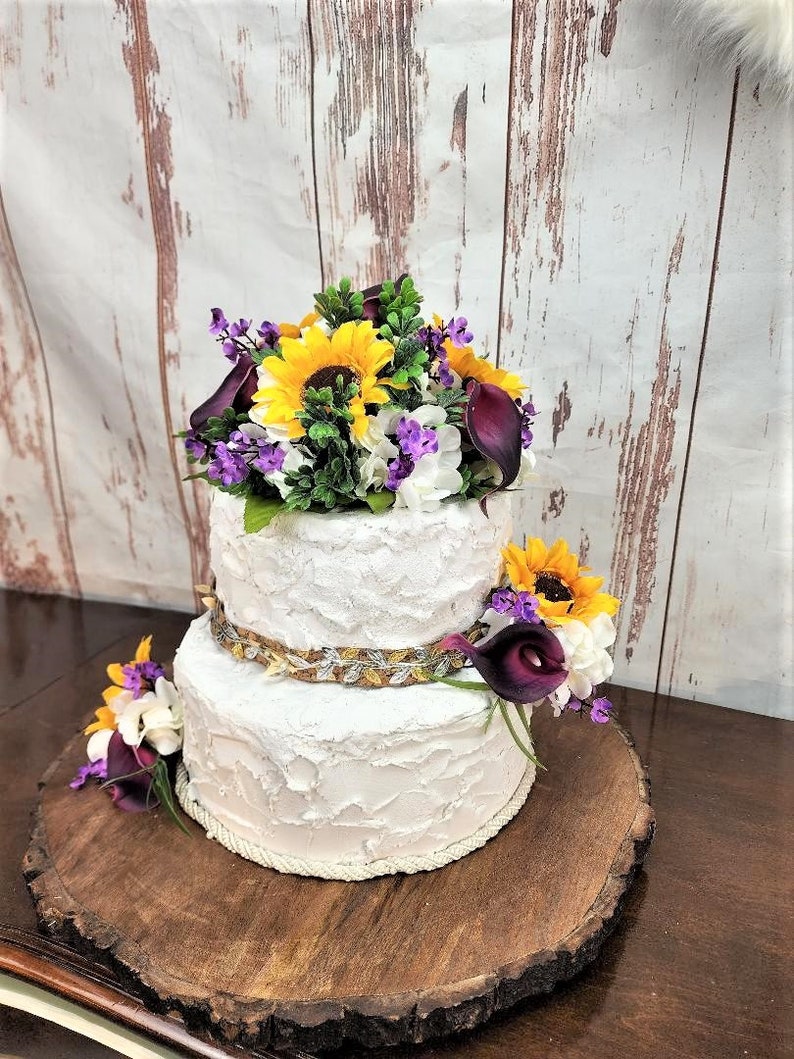 Sunflower Plum Calla Lily Cake Topper Floral Cake Topper | Etsy