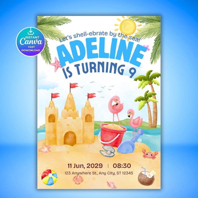 Summer Ocean Birthday Invite, Schools Out Pool Party Invitation, Hello ...