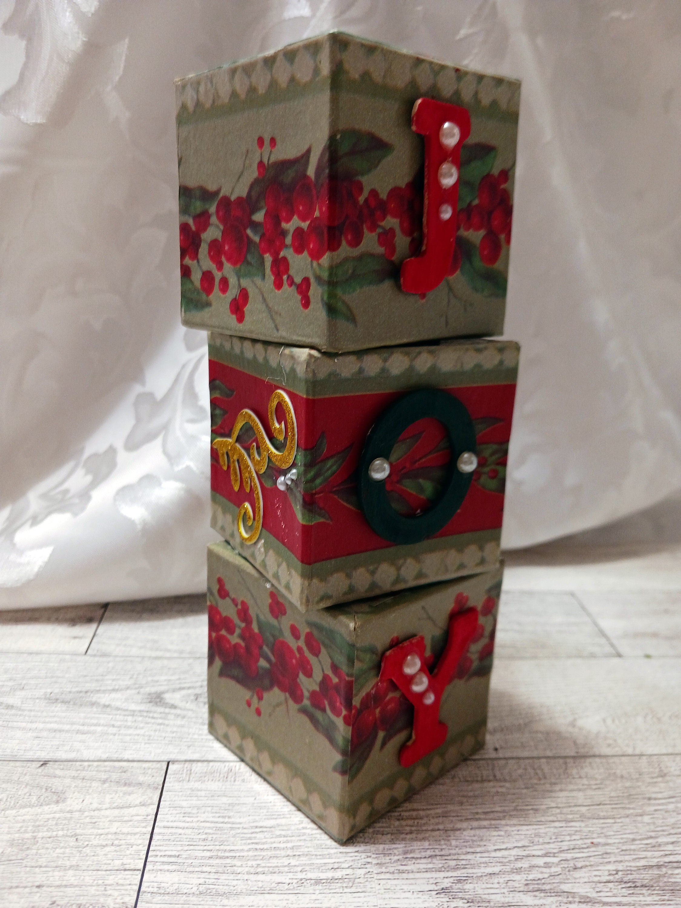 Joy Stacked Paper Mache Blocks Décor / Joy Christmas Blocks / Tier Tray ...