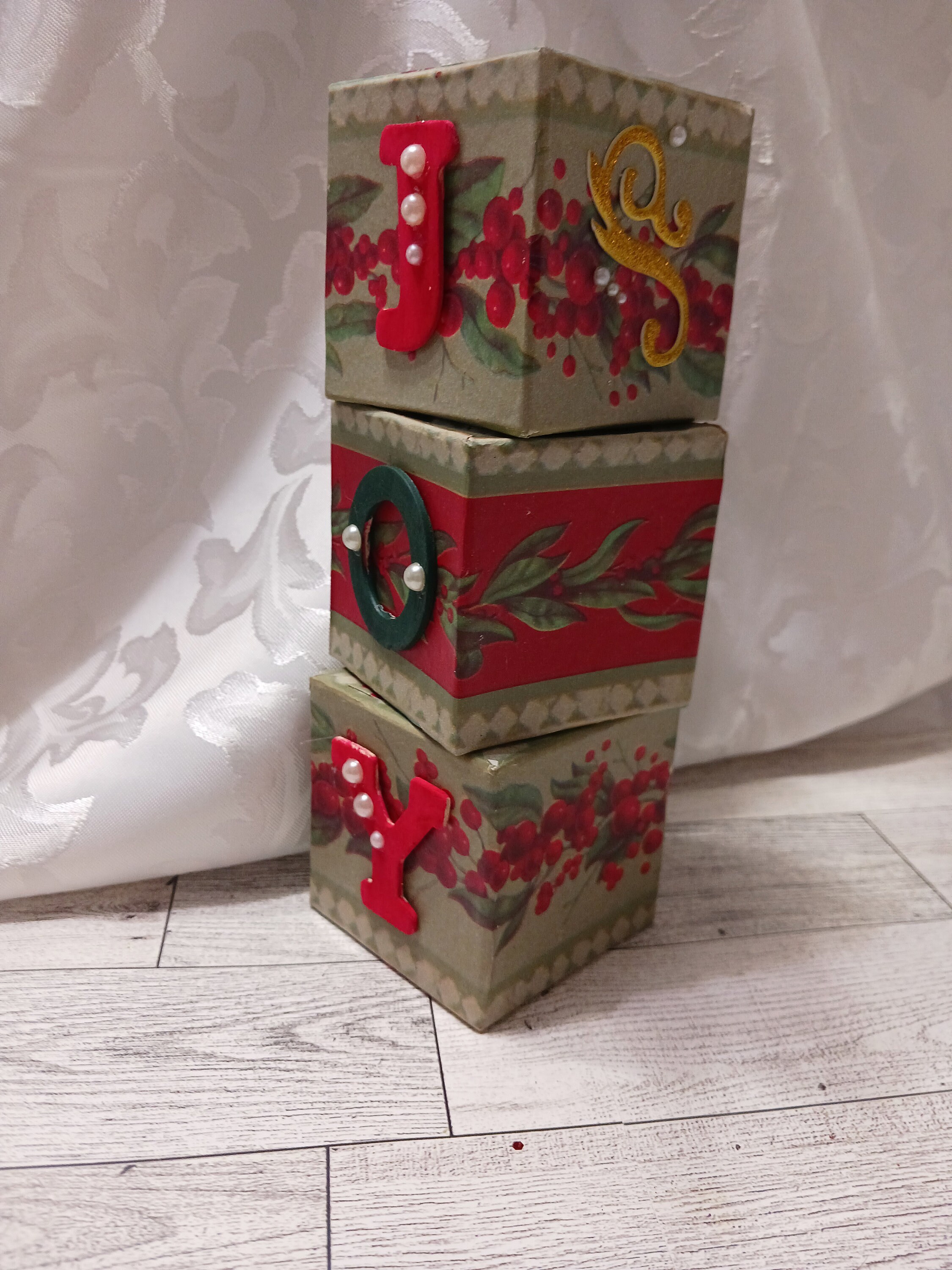 Joy Stacked Paper Mache Blocks Décor / Joy Christmas Blocks / Tier Tray ...