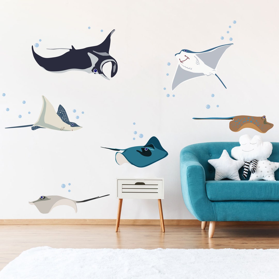 Sting Ray Adventure Printed Wall Decal - Stingray Decal, Ocean Decor ...