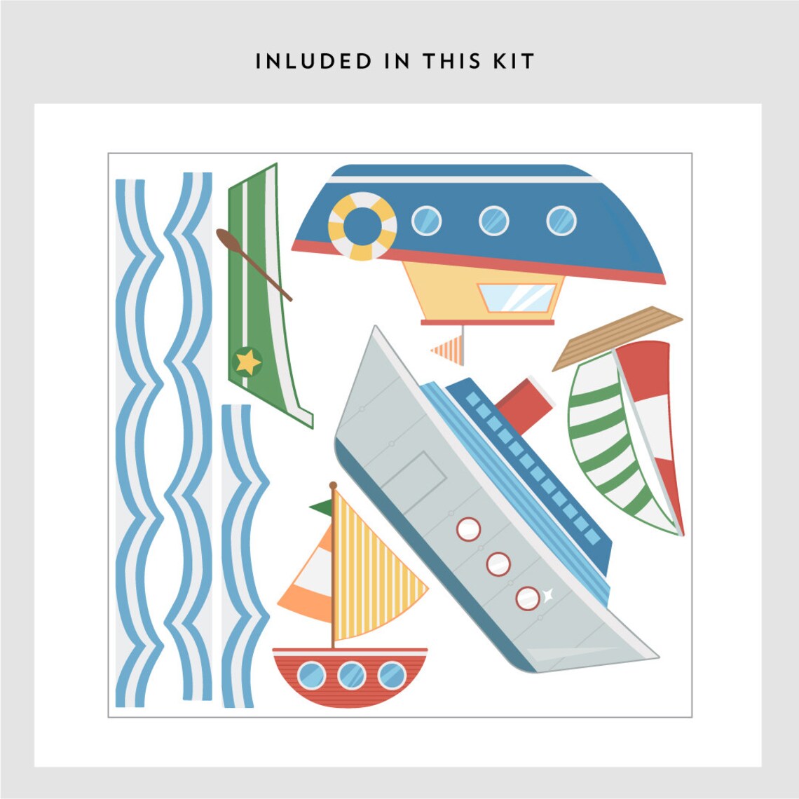 Sea Boats Printed Wall Decal Nautical Decal Ocean Decal | Etsy