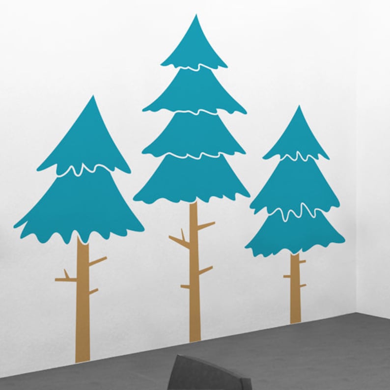 Large Alpine Pine Tree Wall Decals - 76" X 72"-tree Wall Sticker ...