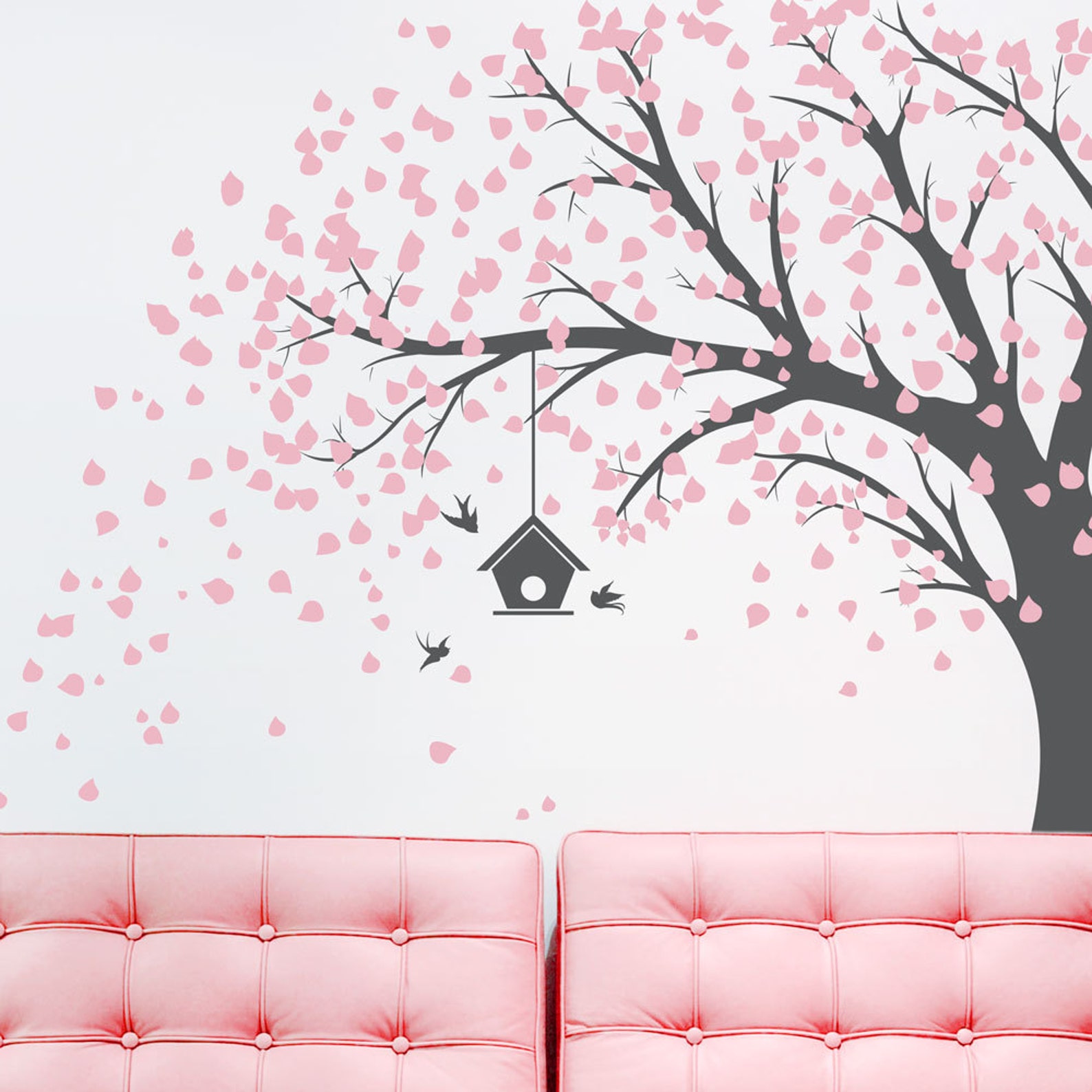 Large Windy Tree With Birdhouse Wall Decal Windy Tree - Etsy