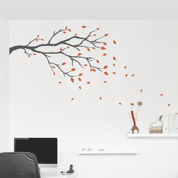 Windy Day Branch Vinyl Wall Decal Branch Wall Art Windy - Etsy