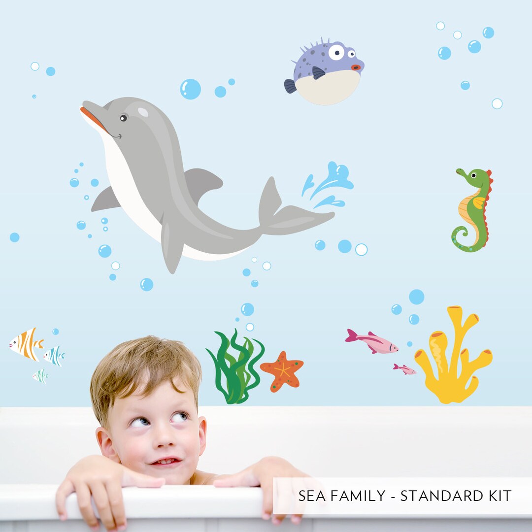 Sea Family Printed Wall Decal Standard Kit-underwater Decal - Etsy