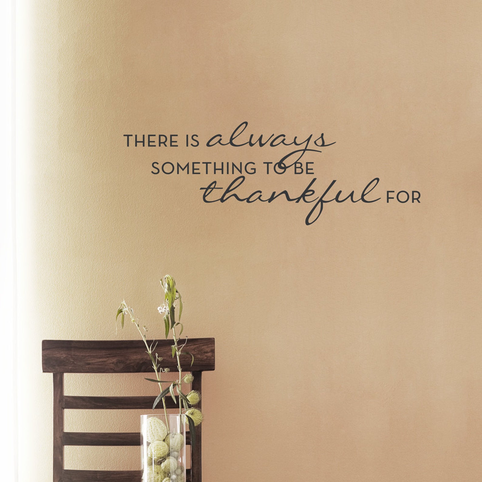 Always Thankful Wall Quote Decal - Inspirational Wall Quote, Typography ...