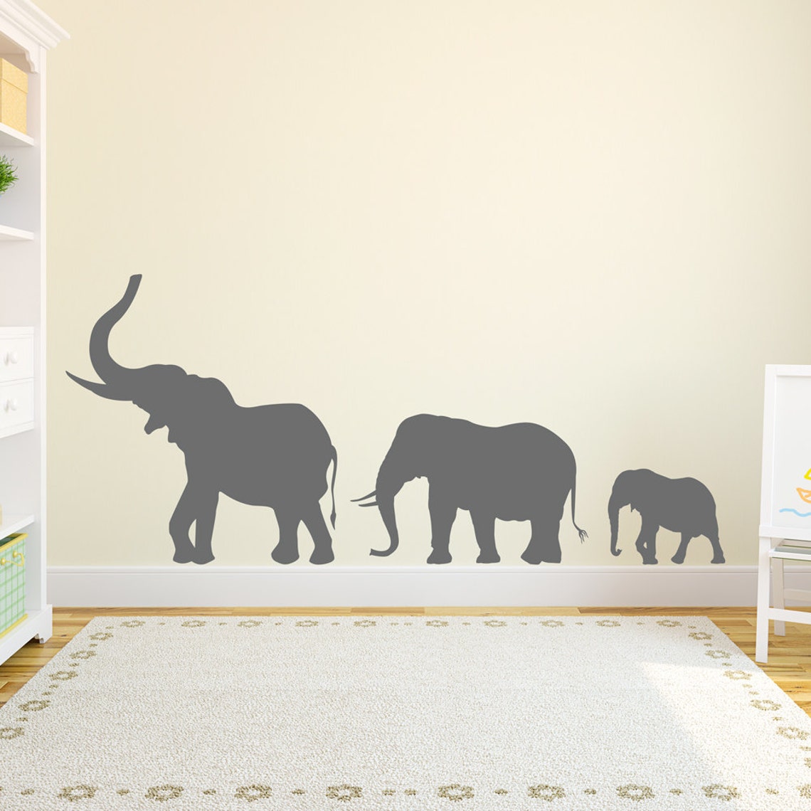 Marching Elephants Wall Decal - Elephant Wall Sticker, Nursery Decal ...