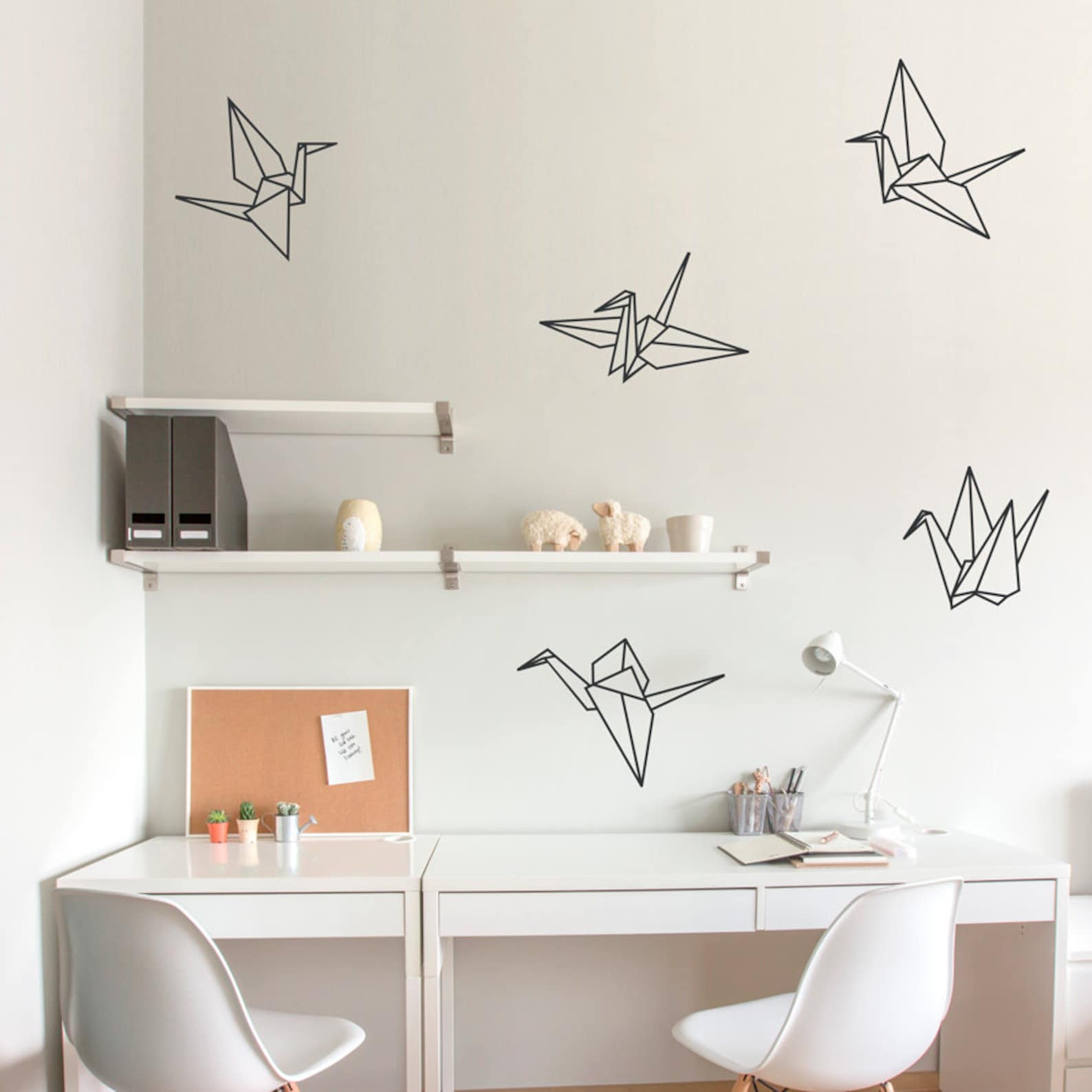 Origami Cranes Wall Decal - Paper Crane Art, Paper Crane Decal Sticker ...