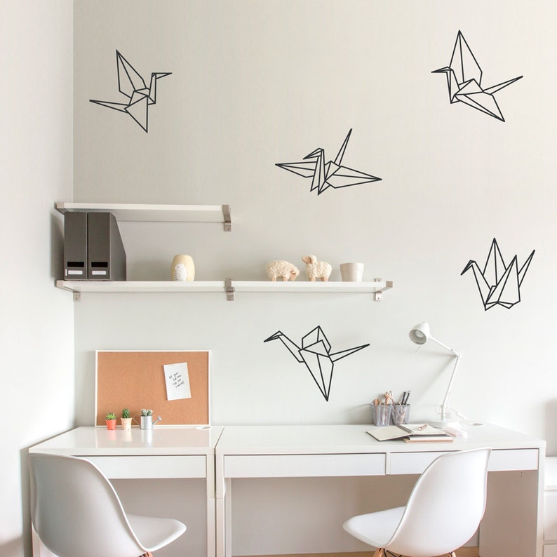 Origami Cranes Wall Decal Paper Crane Art Paper Crane Decal - Etsy