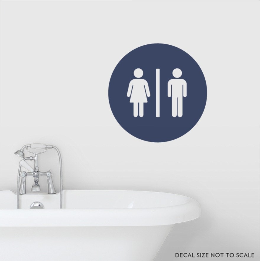 Restroom Circle Wall Decal Restroom Decal Unisex Bathroom | Etsy