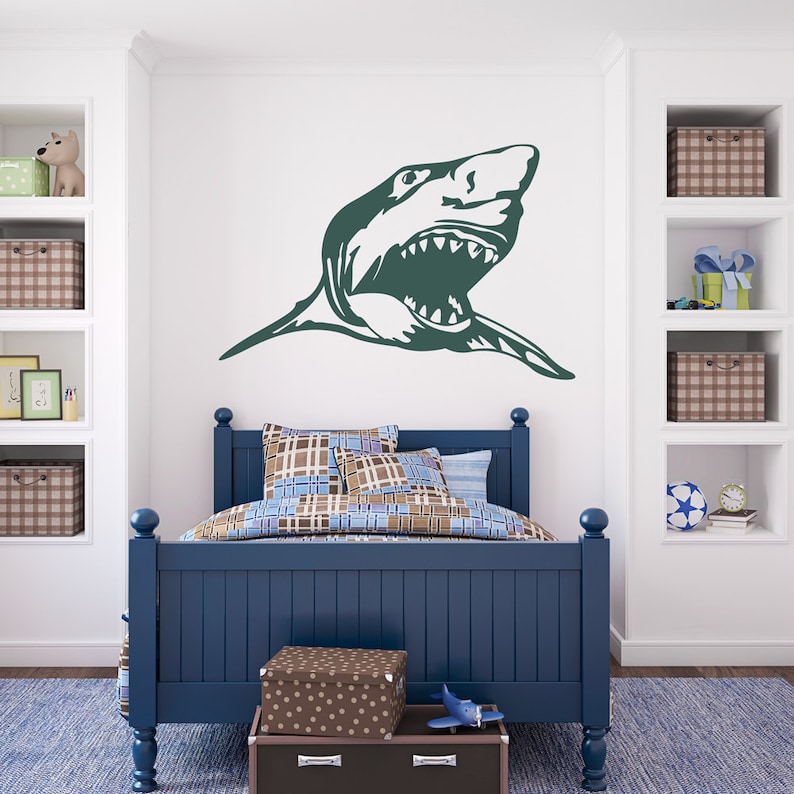 Scary Shark Wall Art Decal Sticker-shark Decal Shark Wall - Etsy