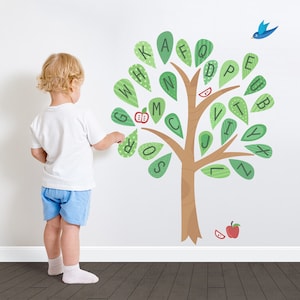 Alphabet Pattern Tree Printed Wall Decal - Nursery Tree Sticker, Nature ...