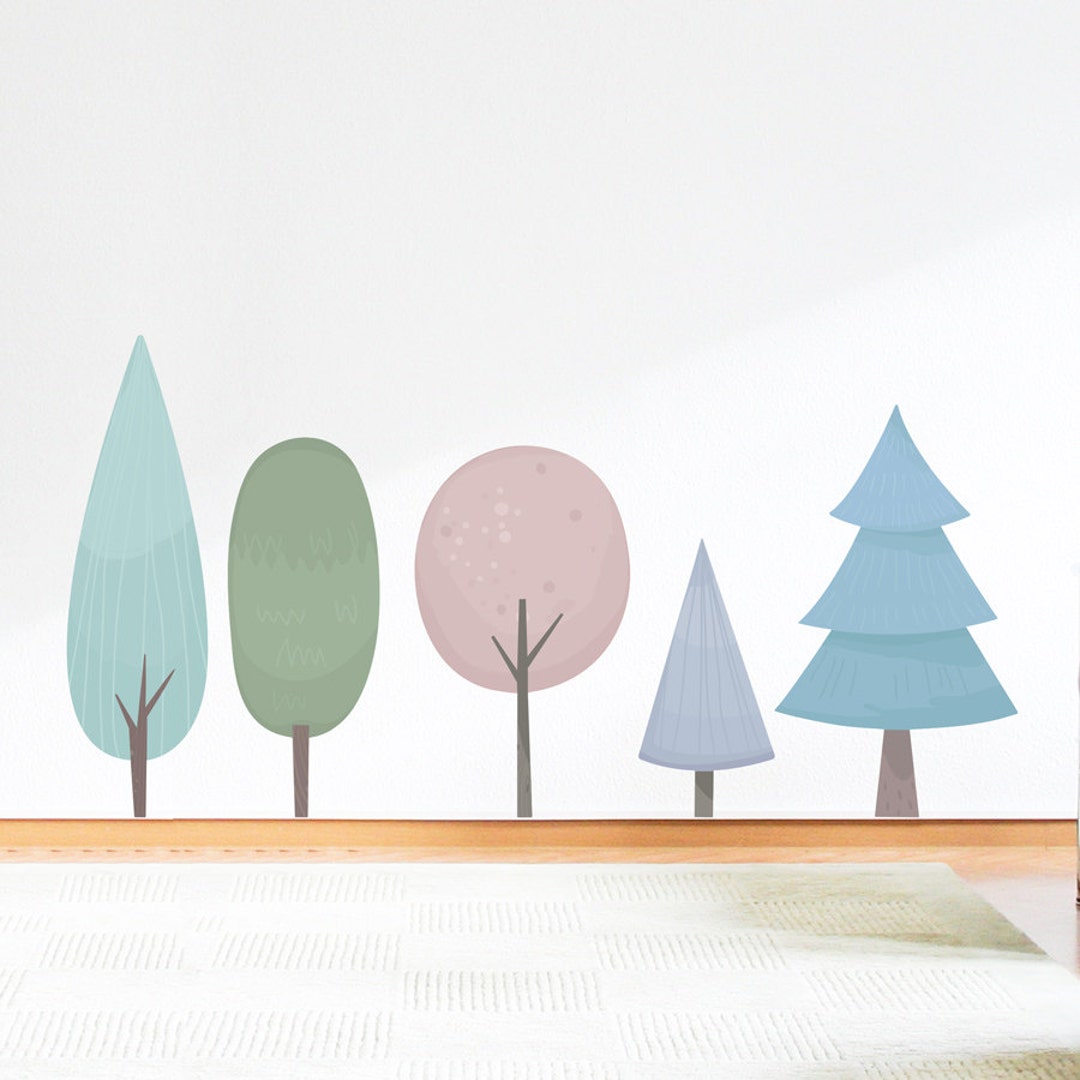 Pastel Trees Printed Wall Decal -pastel Trees, Nature Wall Decal ...