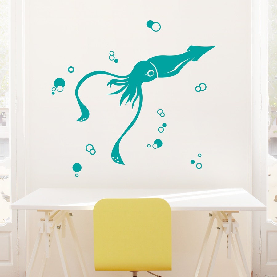 Silly Squid Wall Decal Tentacles Decal Ocean Wall Decal | Etsy