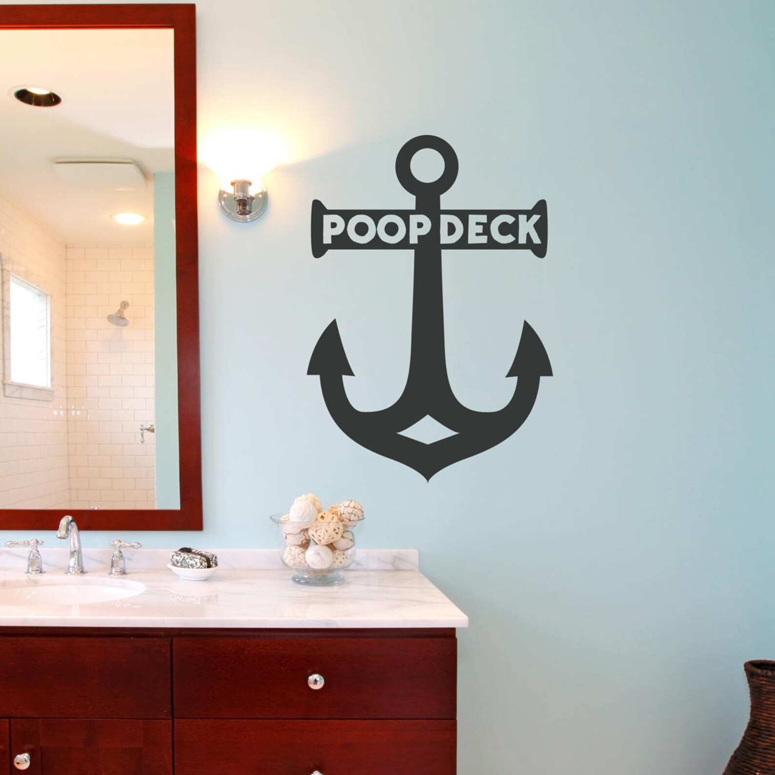 Poop Deck Anchor Wall Decal - Restroom Decal, Bathroom Door Decal ...
