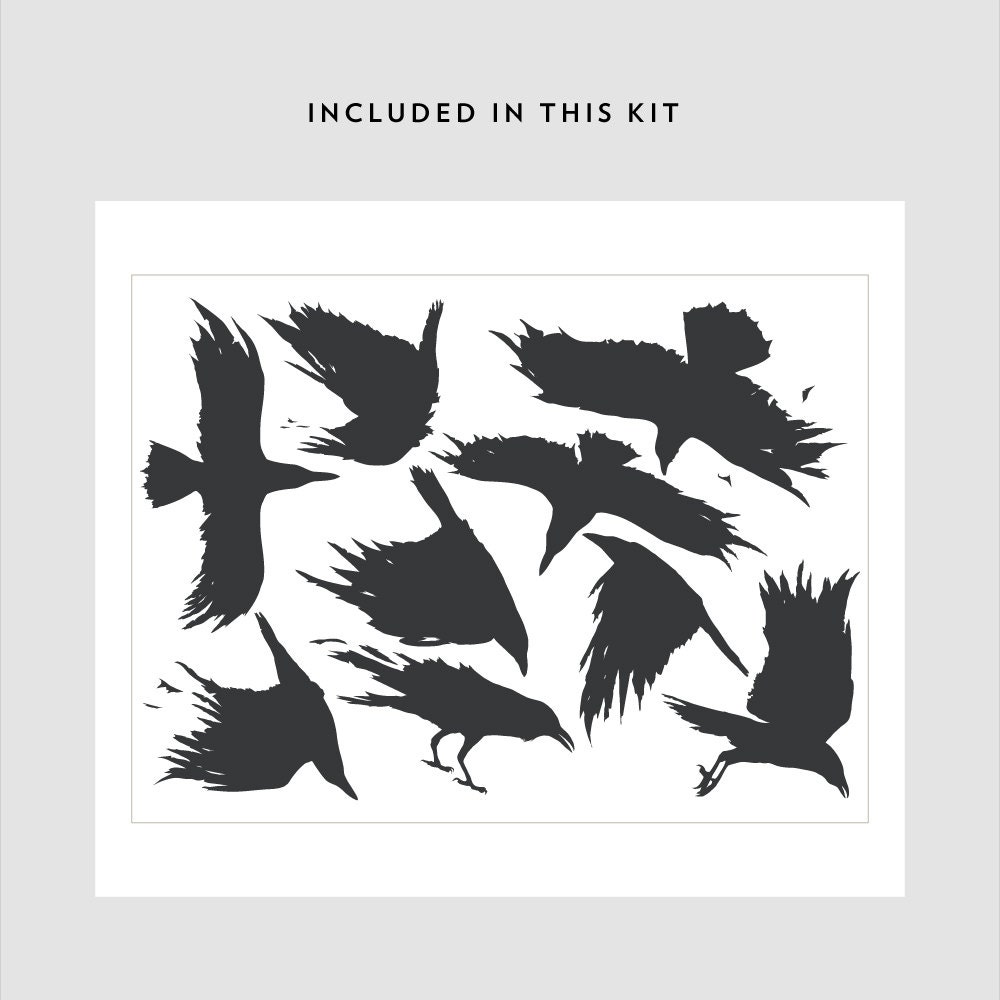 Black Crows Wall Decal - Nature Wall Decal, Crow Art, Flying Bird Art ...