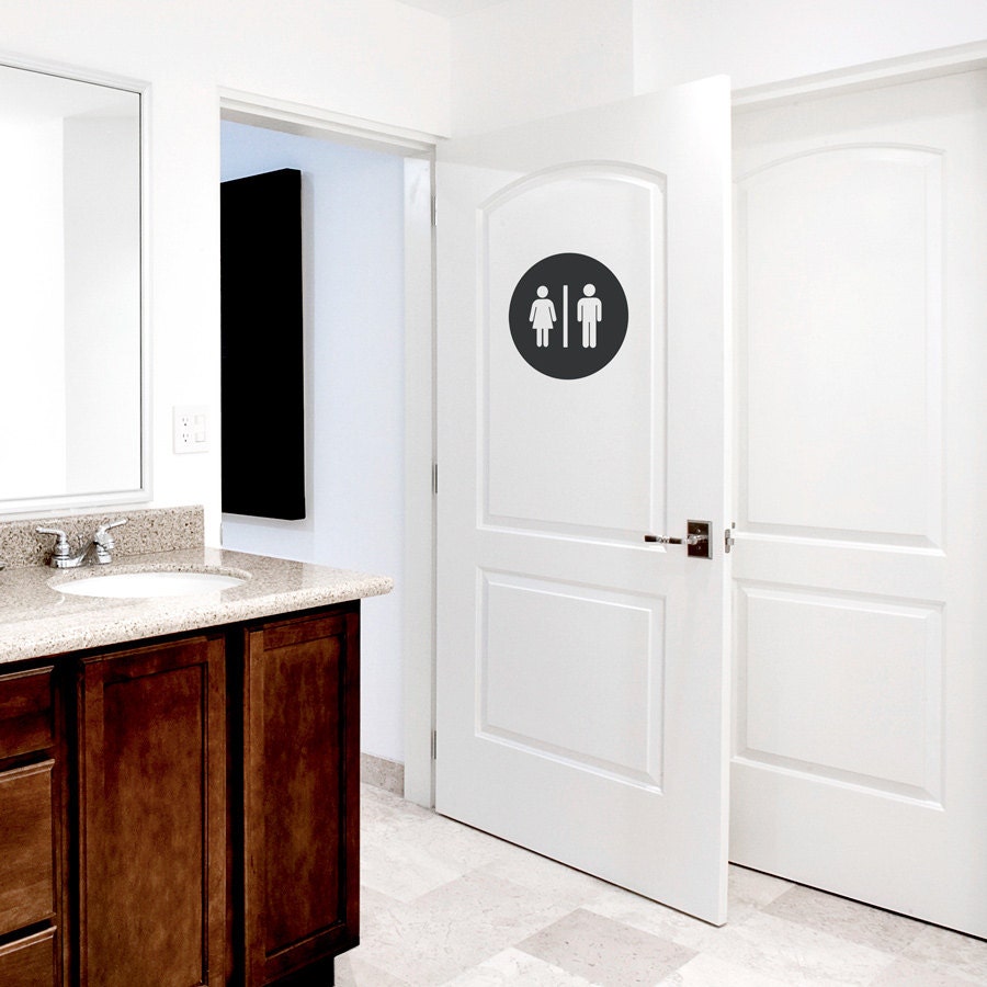 Restroom Circle Wall Decal Restroom Decal Unisex Bathroom - Etsy