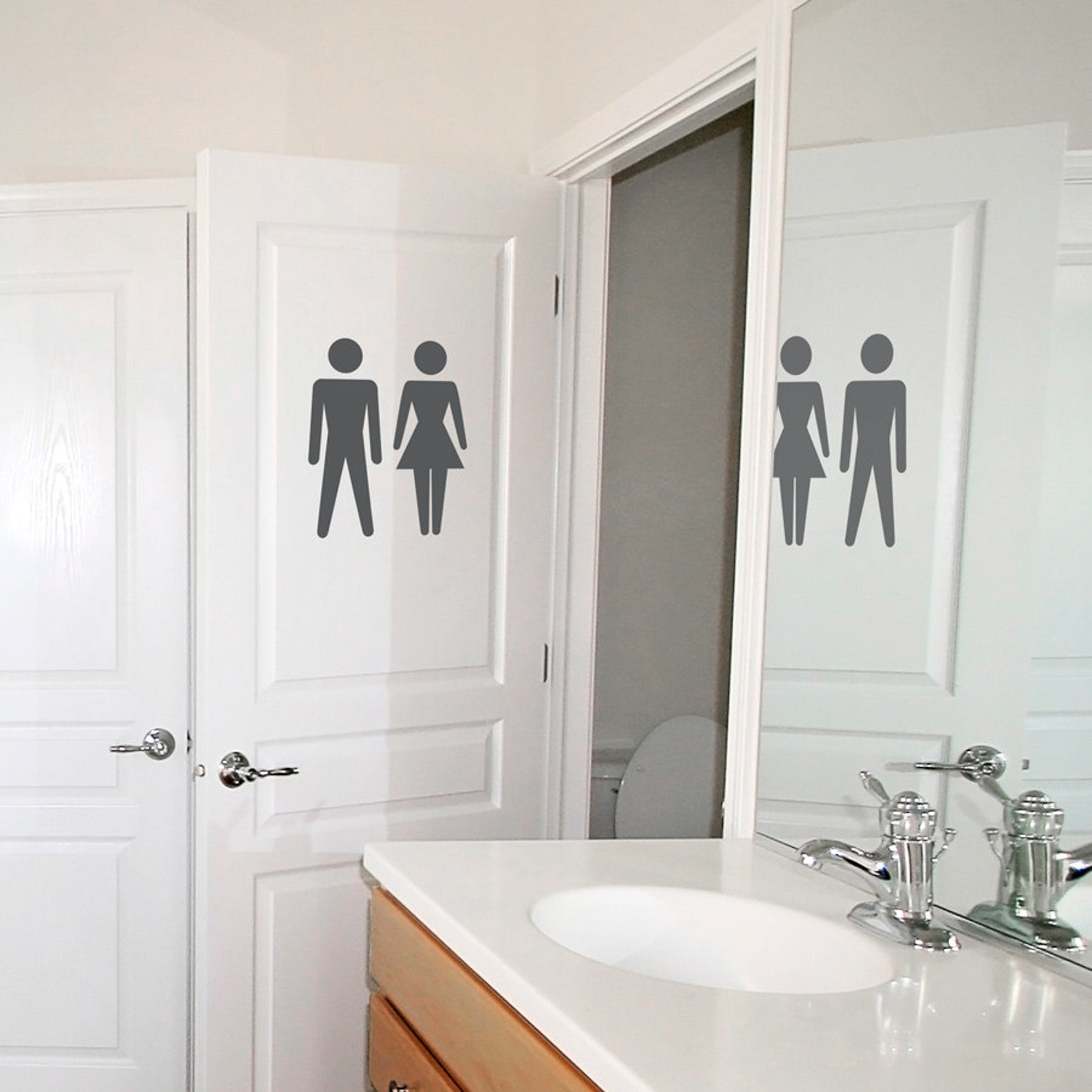 Bathroom Icon Wall Decal Restroom Decal Unisex Bathroom - Etsy