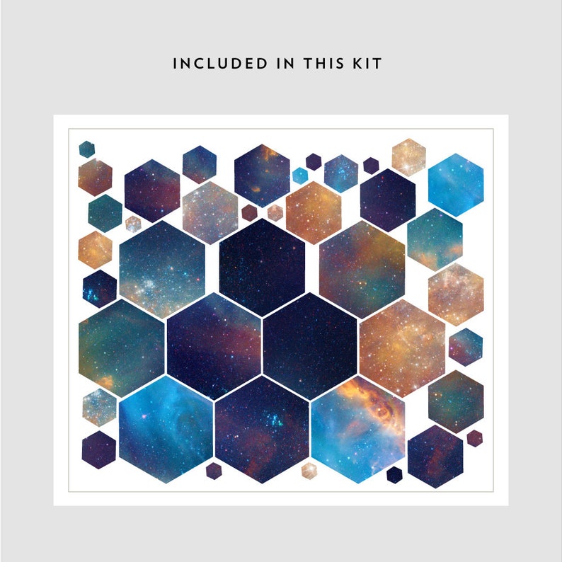 Hexagon Nebula Printed Wall Decal Decor for Renters Galaxy - Etsy