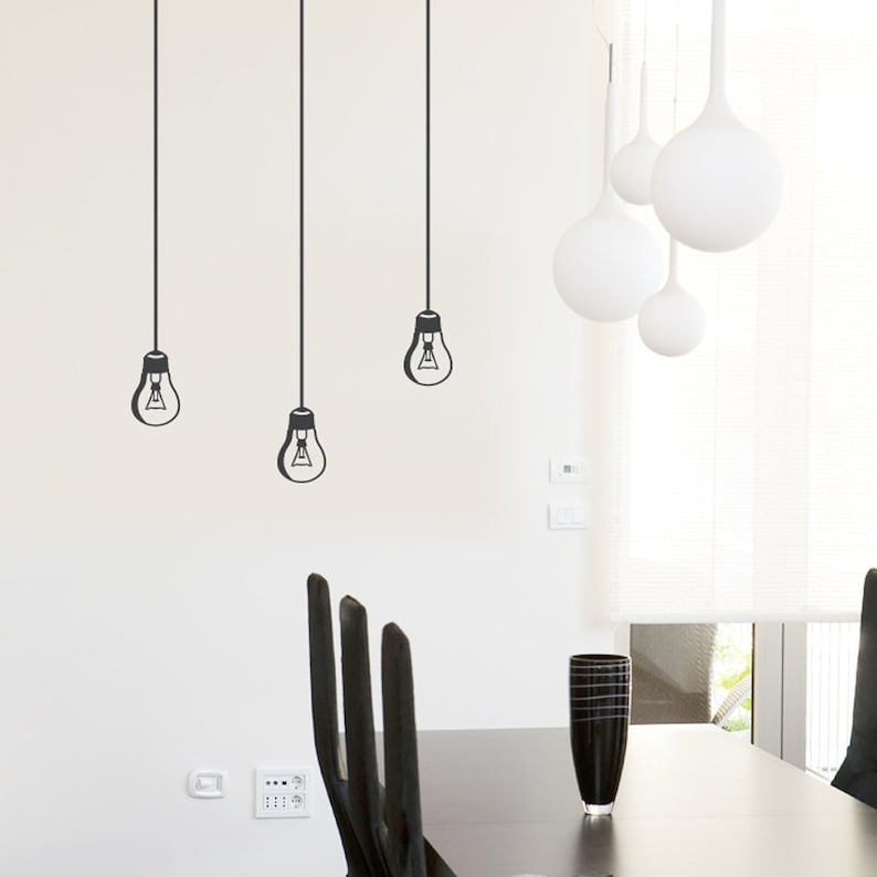 Hanging Light Bulb Wall Decal - Light Bulb Decal, Lamp Decal, Hanging ...